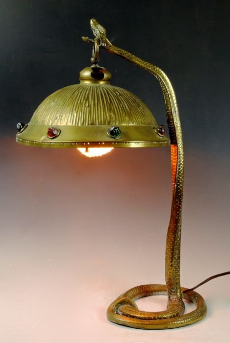 Art Nouveau Bronze Snake Lamp