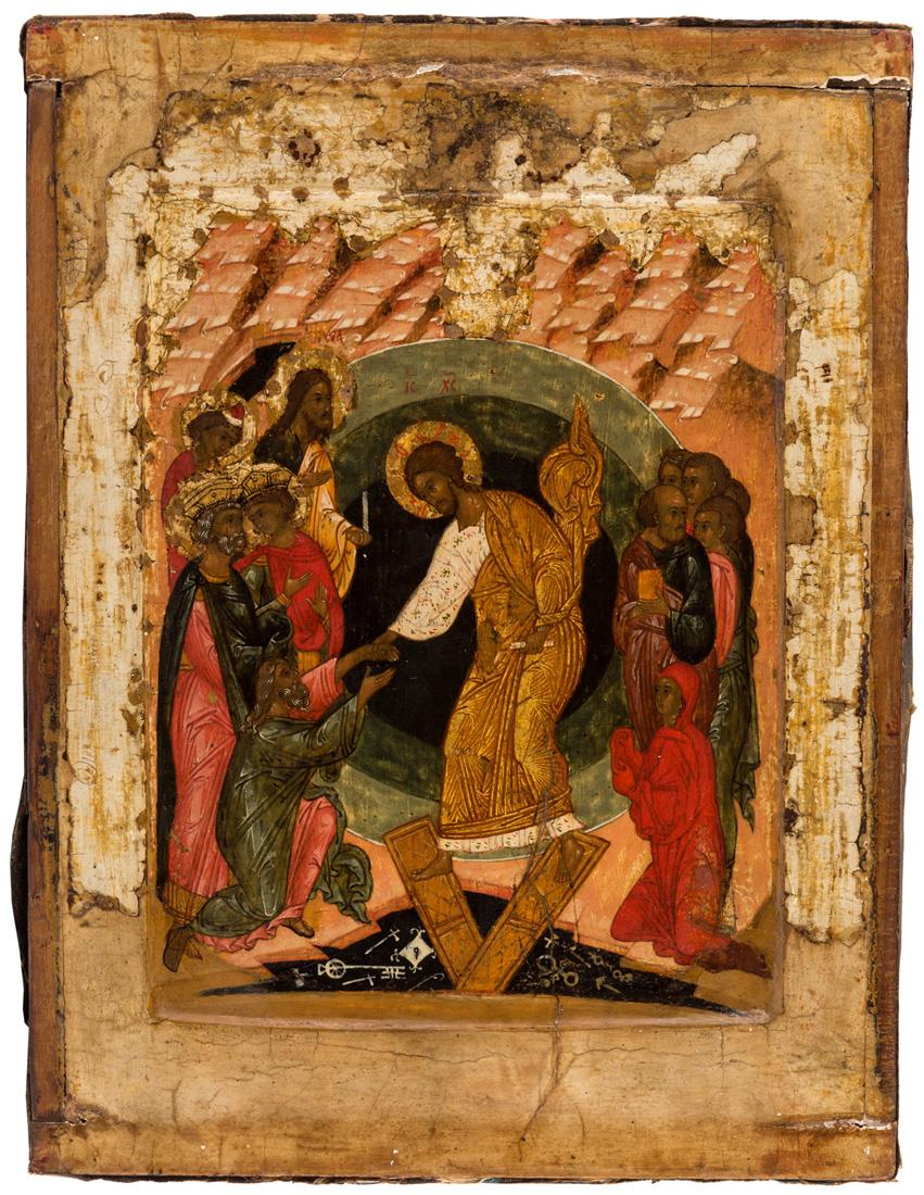 A RUSSIAN ICON OF THE RESURRECTION OF CHRIST, NOVGOROD,