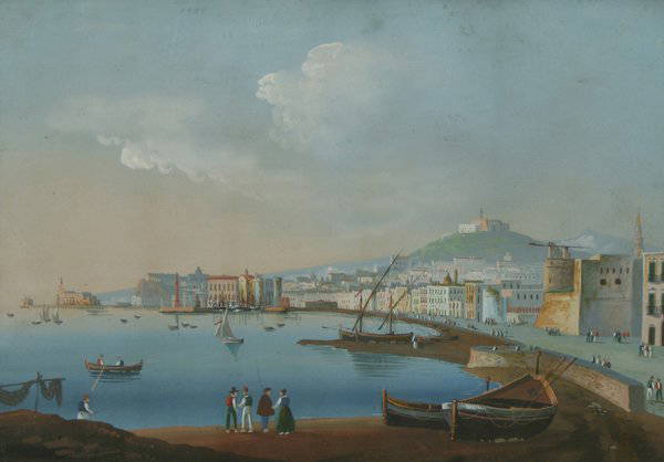 Italian 19thc Naples Antique Gouache Painting