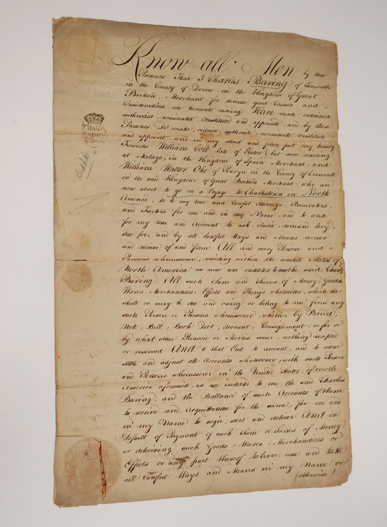 Two Signed Legal Documents With Notary Public Seal By Clement Biddle ...