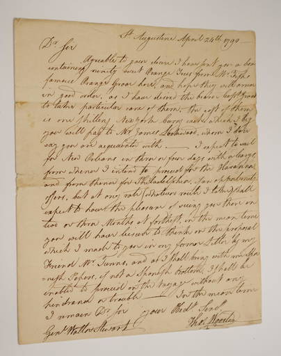 A SIGNED LETTER TO GENERAL WALTER STEWART FROM GENERAL THOMAS WOOSTER ...