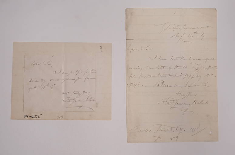 Two Signed Letters From American Poet And Member Of The Knickerbocker ...