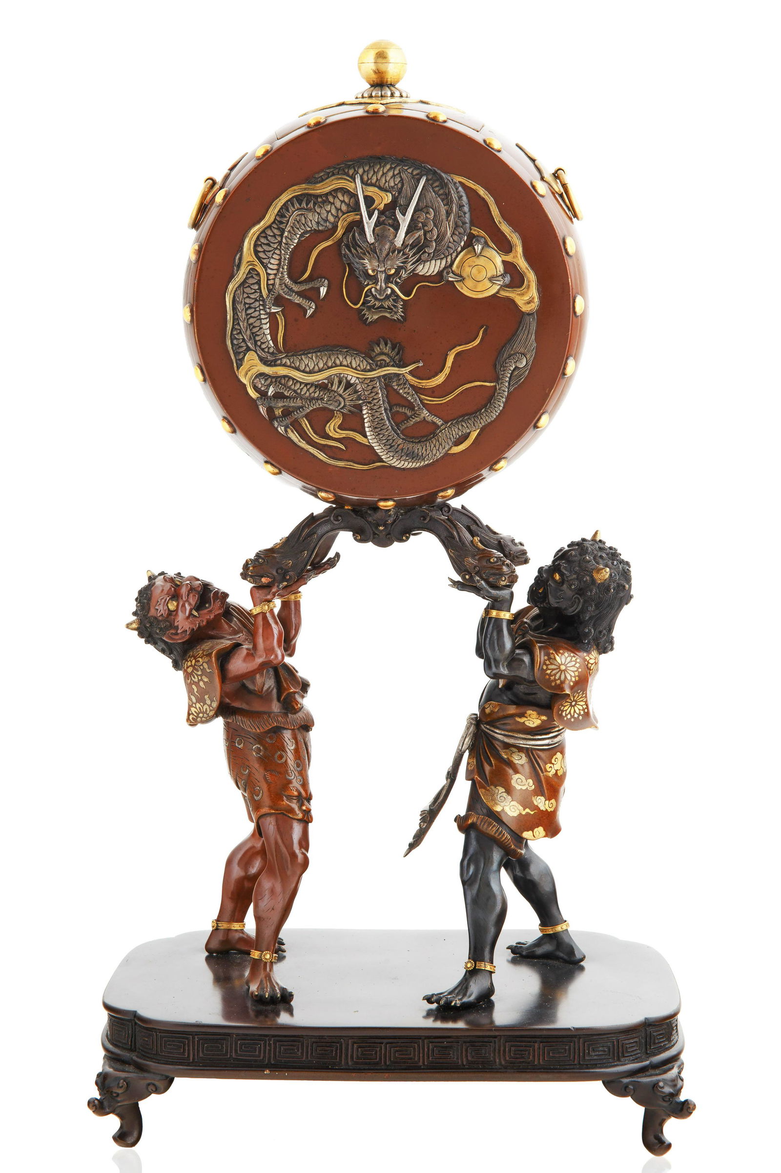 A JAPANESE BRONZE ONI IN MIYAO EISUKE OF YOKOHAMA STYLE SCULPTURE ...