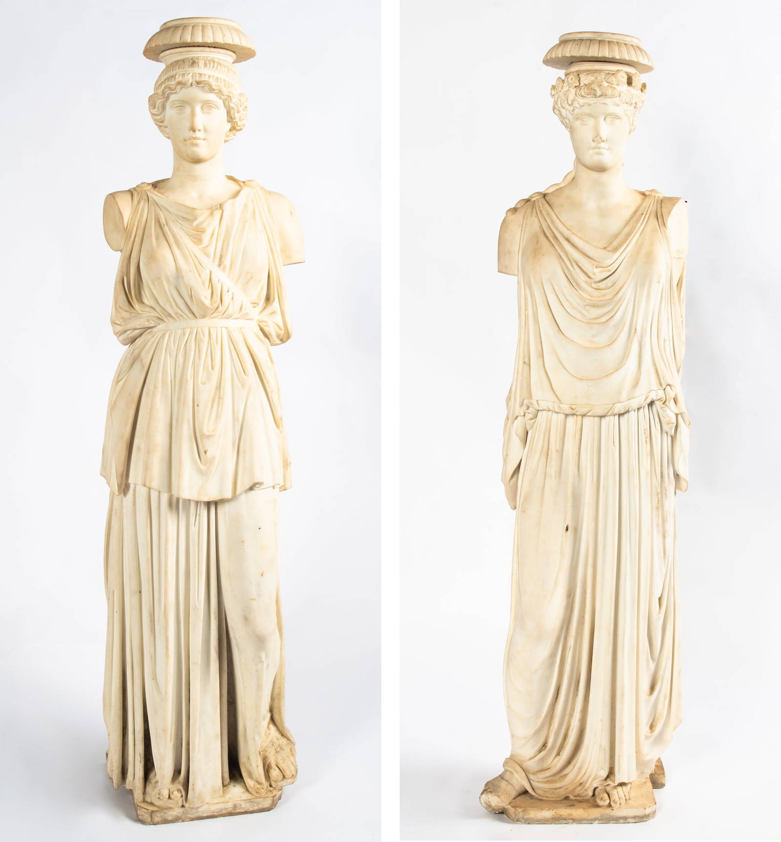 A Pair Of Caryatid Erechtheion Acropolis Greek Marble Sculptures Auction