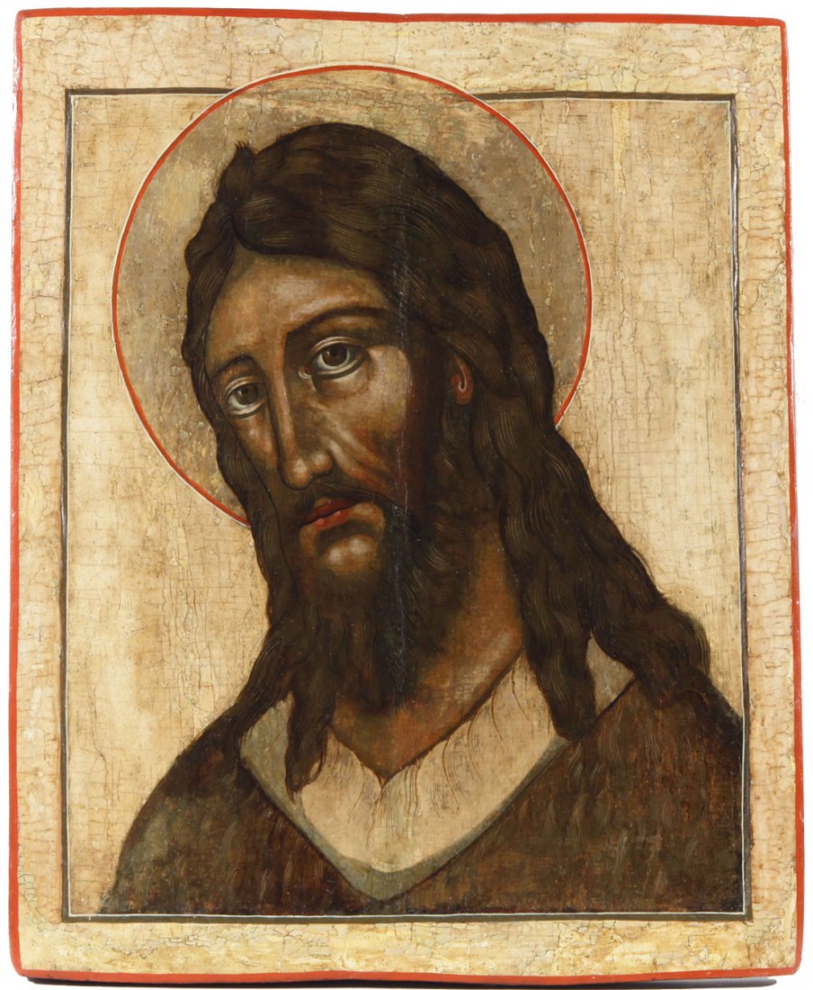 A RUSSIAN ICON OF ST. JOHN THE BAPTIST, S. USHAKOV