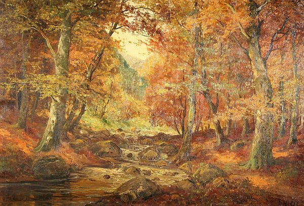 P. Hoese American Landscape Oil Painting