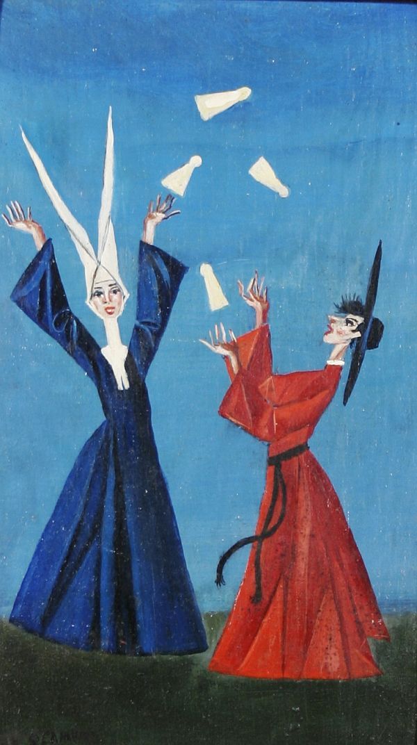 388: CARLO CANEVARI b1922 Italian Oil Painting Priest