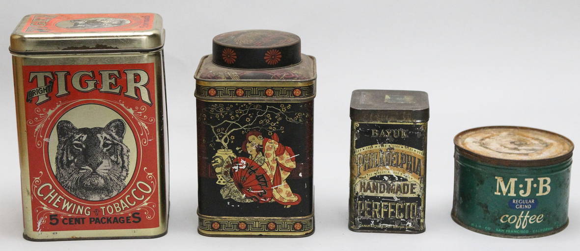 4 Antique Tin Containers