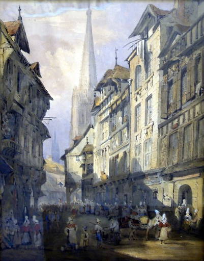 Manner Of Samuel Prout French Street Scene 19 X 1