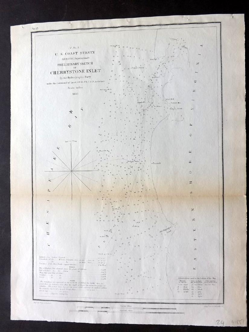 U.S Coast Survey 1853 Map. Cherrystone Inlet, Virginia