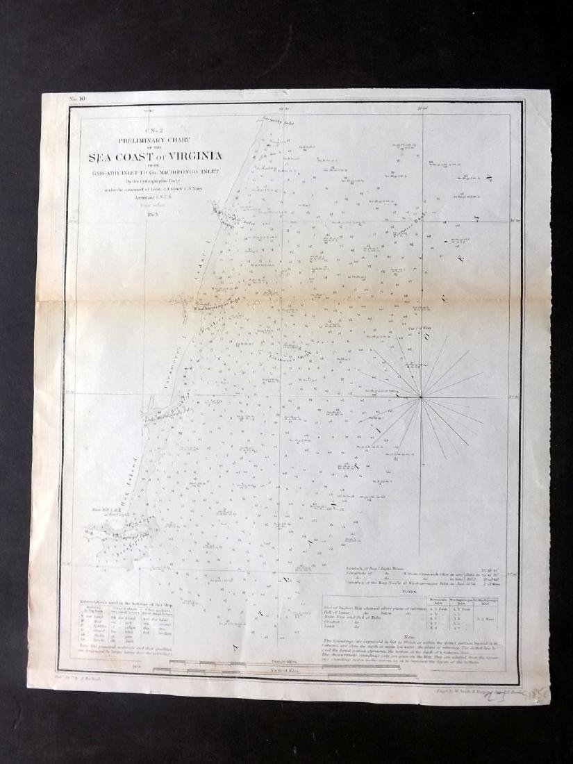 U.S Coast Survey 1853 Map. Gargathy Machipongo Inlet VA