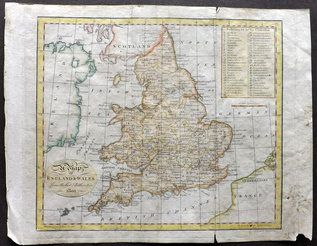 Cary, John 1801 Map Of England & Wales