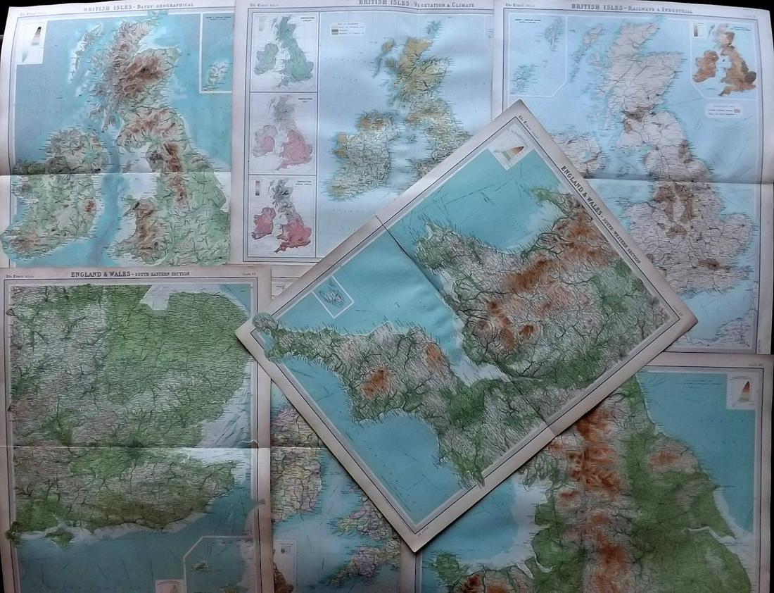 Bartholomew, John 1922 Lot Of 7 Maps Of The Uk