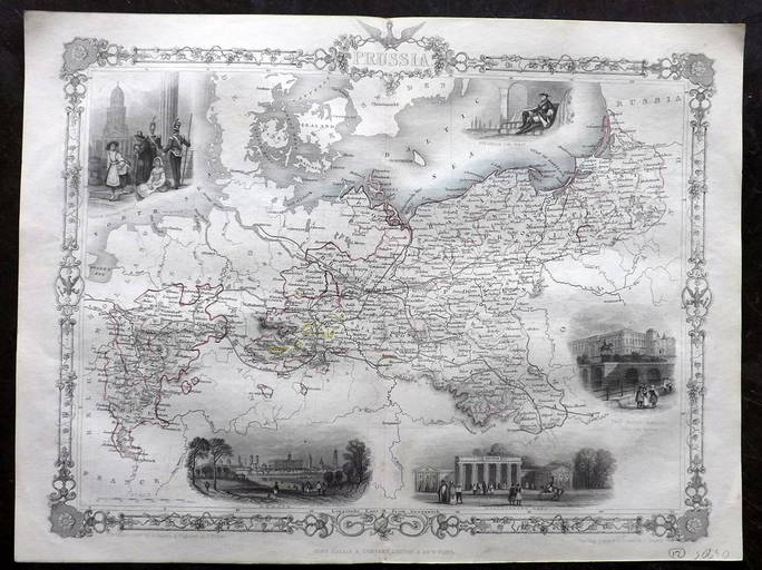Tallis (pub) 1853 Map Of Prussia, Germany