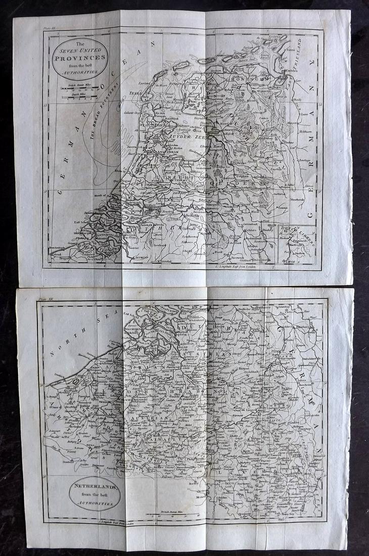 Guthrie, William 1798 Pair Of Maps. Netherlands Holland