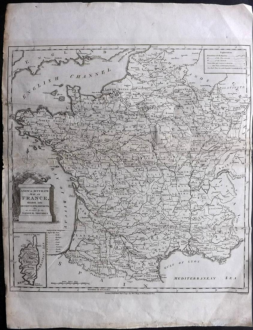 Conder, Thomas 1794 Large Map Of France