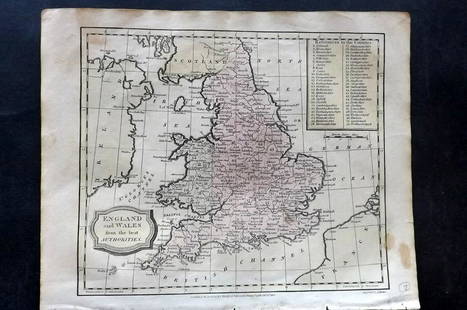 Barclay, James 1812 Hand Col Map. England & Wales