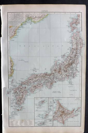Times Atlas 1895 Antique Map. Japan