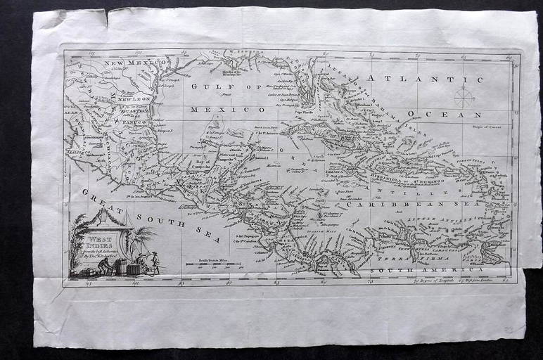 Guthrie & Kitchin 1782 Map. West Indies Caribbean