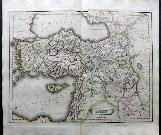 Lizars, Daniel 1831 Lg Rare Hc Map. Turkey In Asia