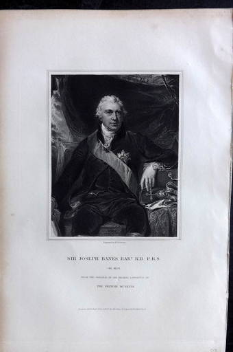 Lodge, Edmund C1830 Antique Portrait Print. Joseph Banks, Australia ...