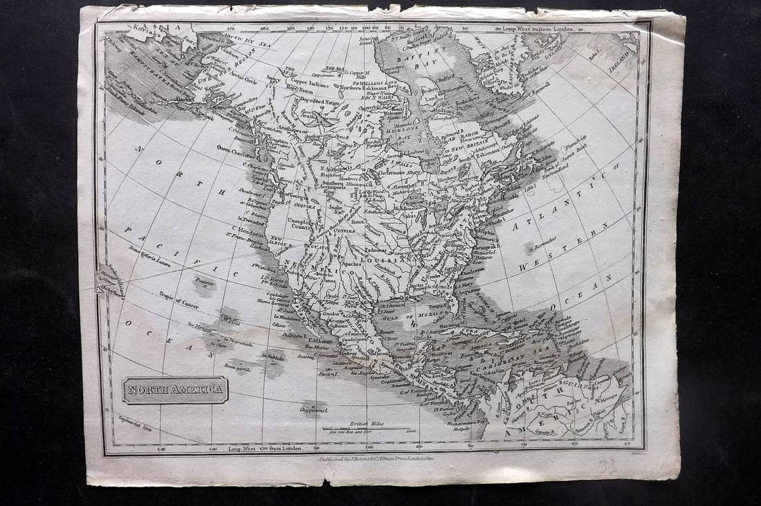 Johnson & Exley 1812 Antique Map. North America Auction