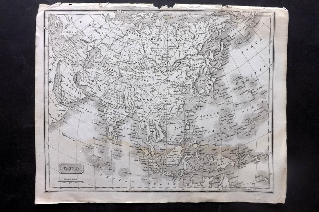 Johnson & Exley 1812 Antique Map. Asia Auction