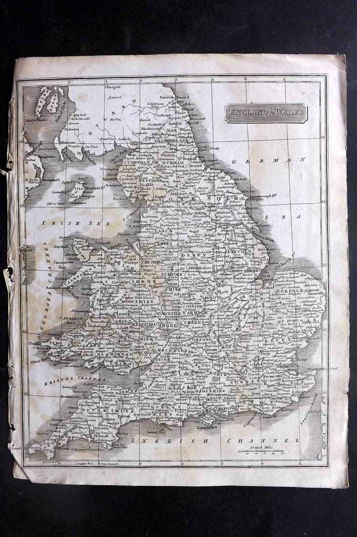 Johnson & Exley 1812 Antique Map. England & Wales