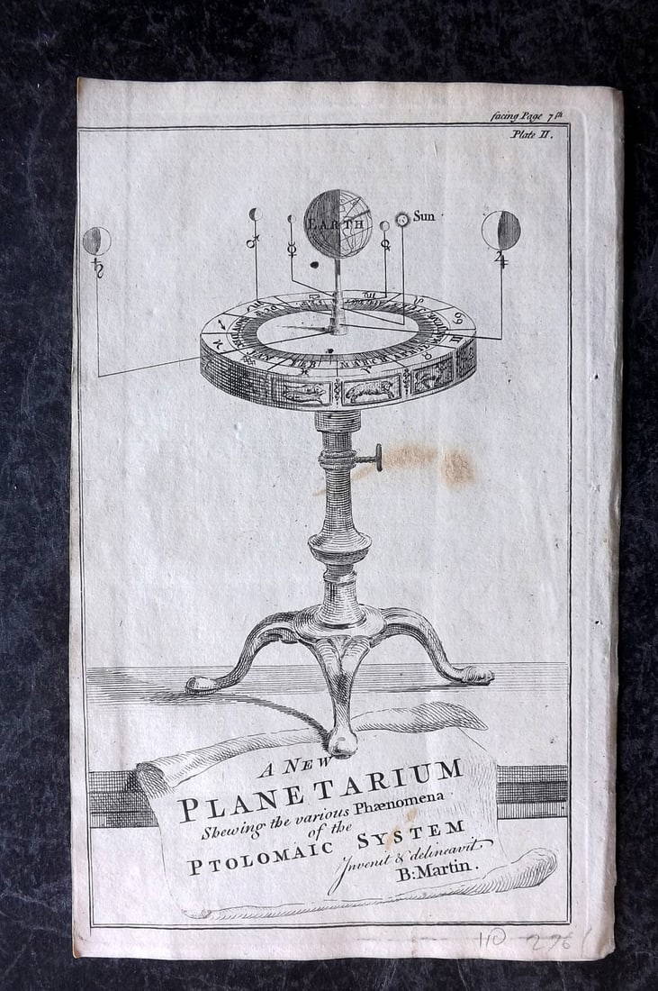 Martin, Benjamin 1759 Astronomy Print. A New Planetarium Auction