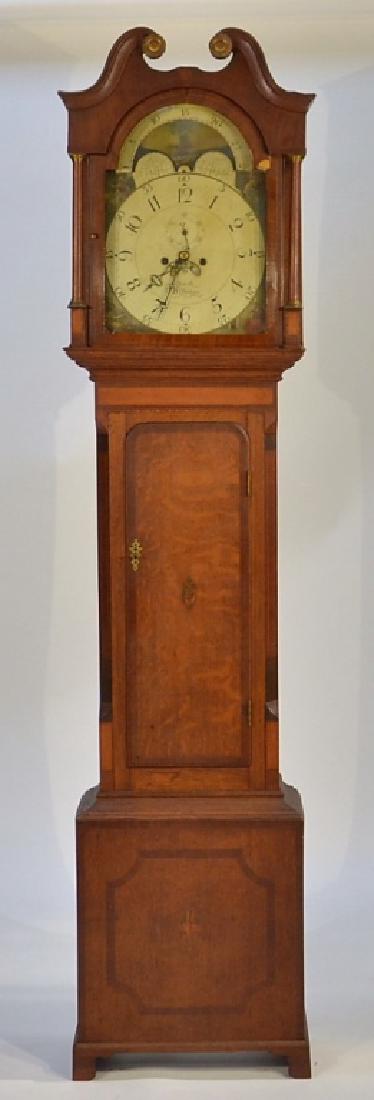 19C. English Moon Face Dial Tall Case Clock