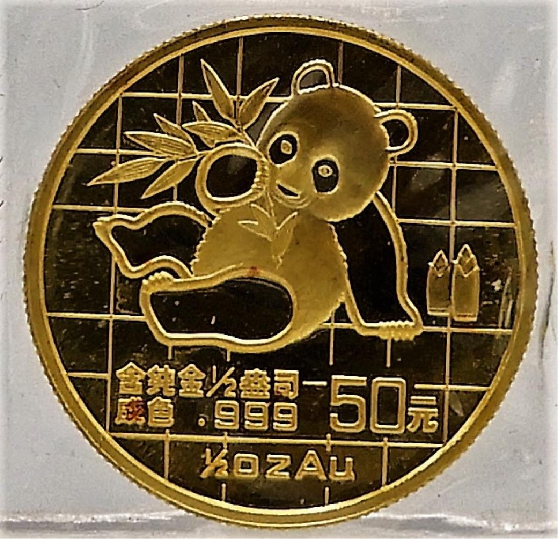 Chinese 1989 50 Yuan Gold Pand 1/2 Oz Coin