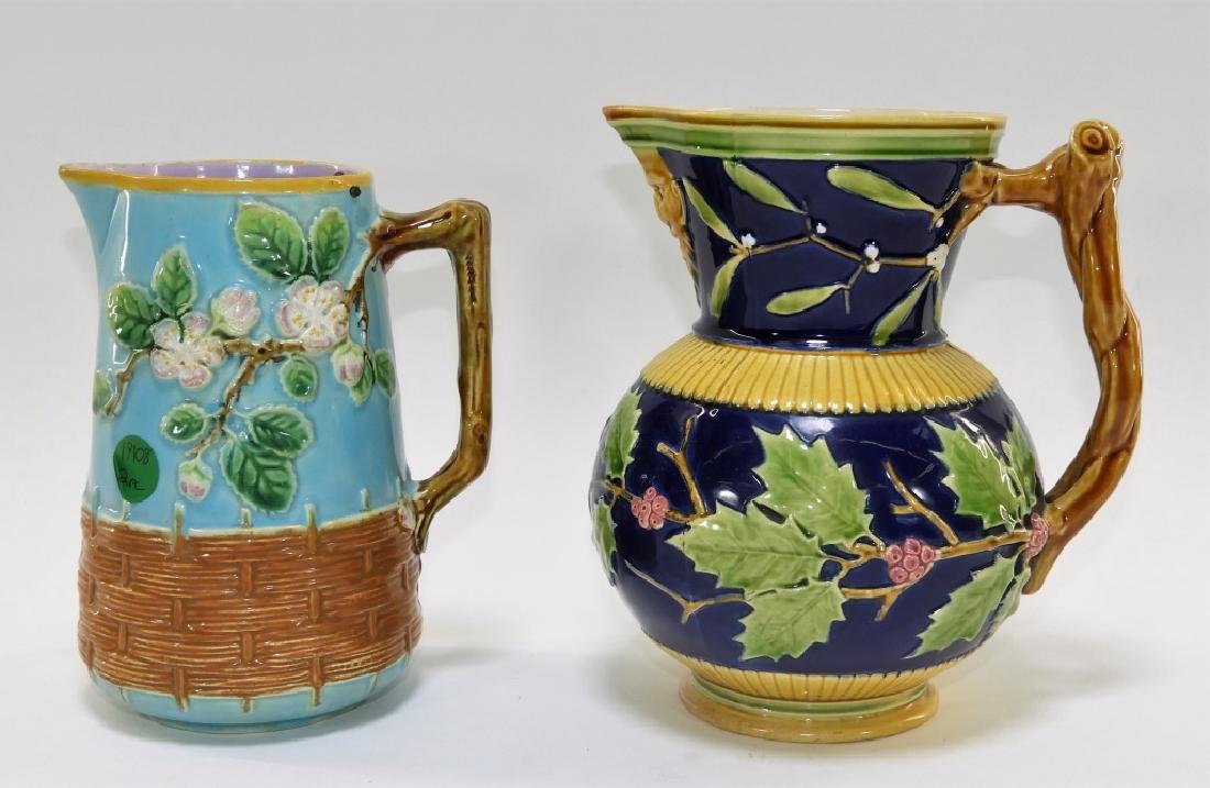 2 19C. George Jones Minton Majolica Pitchers