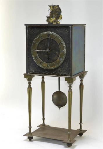 18c. Continental Brass Automaton Ship Clock