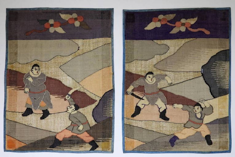 Pr 19c. Chinese Silk Gold Thread Kesi Embroidery