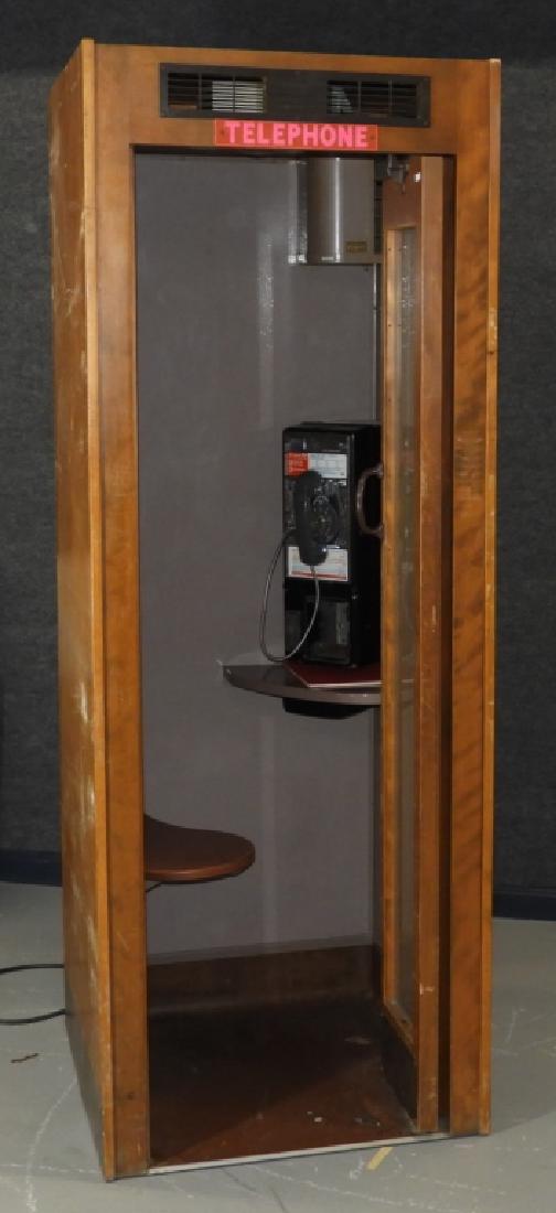 Vintage Veneer Rotary Pay Phone Telephone Booth