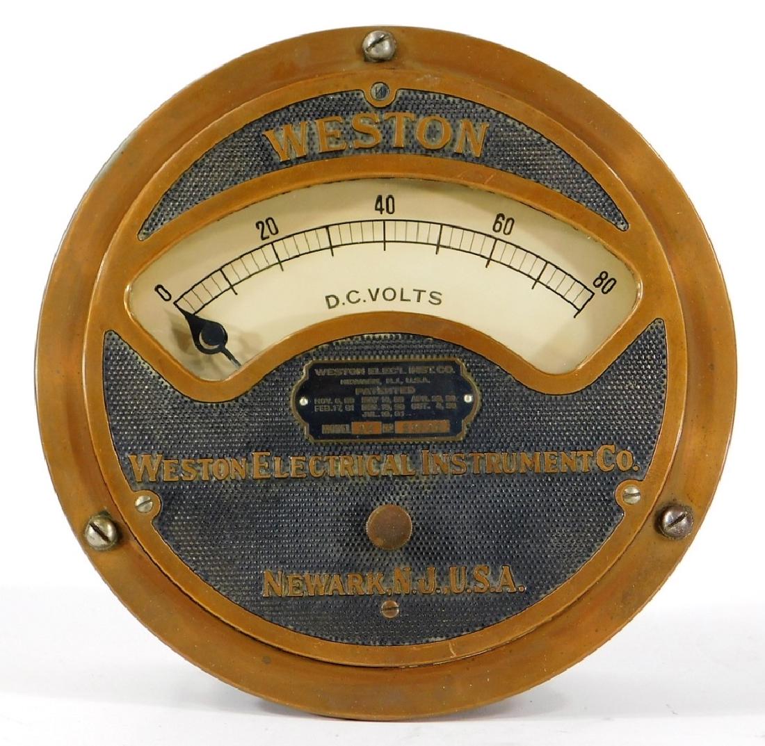 Large Weston Model 20 Copper DC Volt Meter