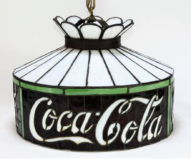 Coca Cola Hanging Lamp. Circa 1920s. Stained Glass Lamp Advertising The ...