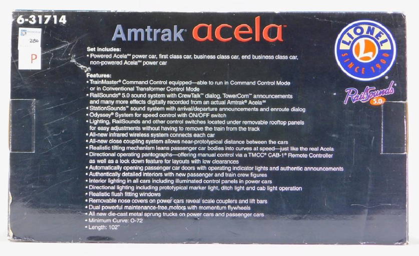 Lionel Amtrak Acela Passenger Commuter Train Set
