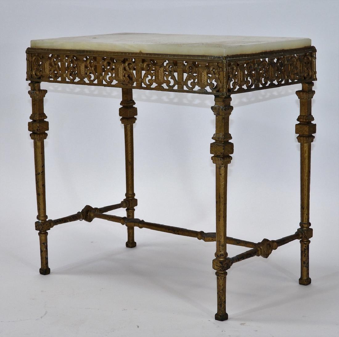 Art Nouveau Gilt Brass Alabaster Console Table