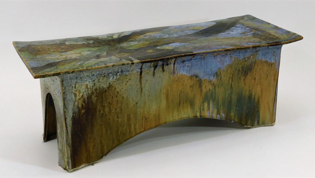 Eric O'leary Vibrant Flambe Glaze Ceramic Bench