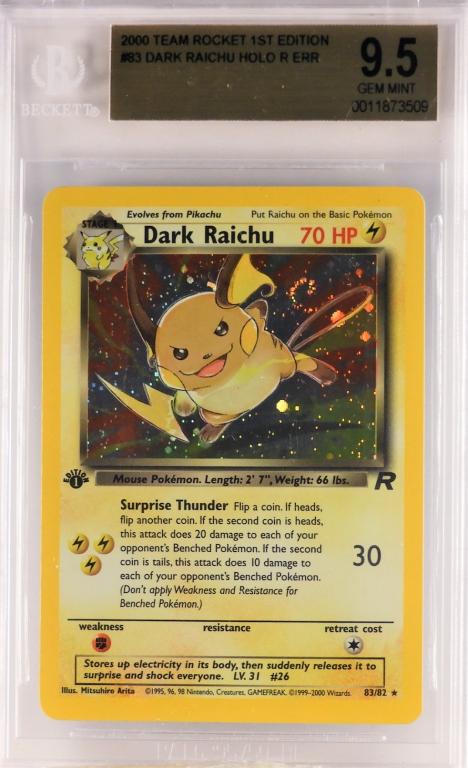 Pokemon Team Rocket 1st Ed. Raichu Error BGS 9.5 - Oct 17, 2020 ...