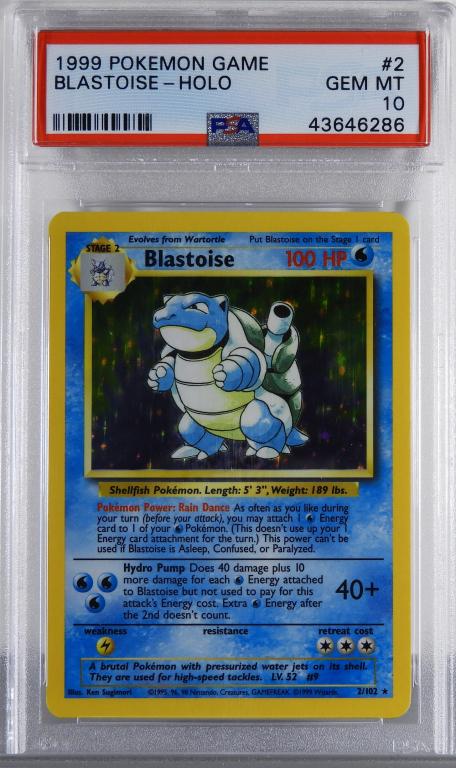 1999 Pokemon Base Unlimited Blastoise Psa 10
