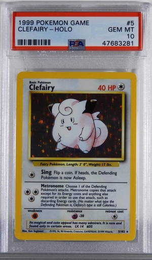 1999 Pokemon Base Unlimited Clefairy Psa 10