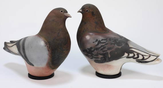Raku Pottery Pigeon Figure