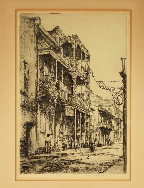 Earl Horter New Orleans Street Etching