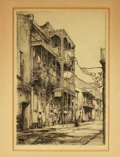 Earl Horter New Orleans Street Etching