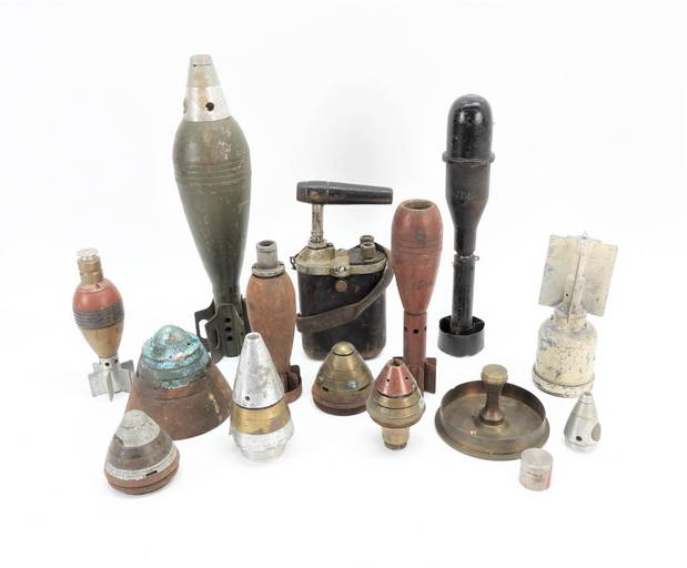 Group Of Inert Mortar Rounds And Shell Fuses