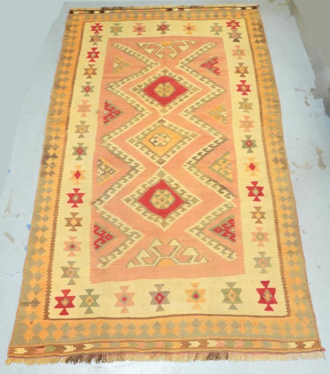 Middle Eastern Flat Weave Geometric Rug