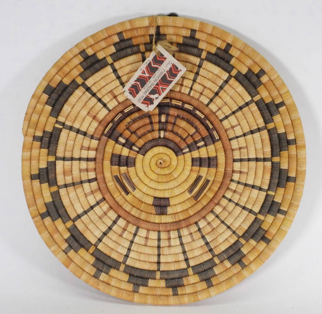 C1950 Hopi Turkey Feather Coil Basket Auction