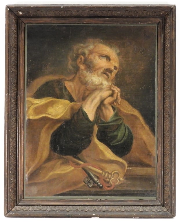 17-18c Old Master Saint Peter Painting Auction